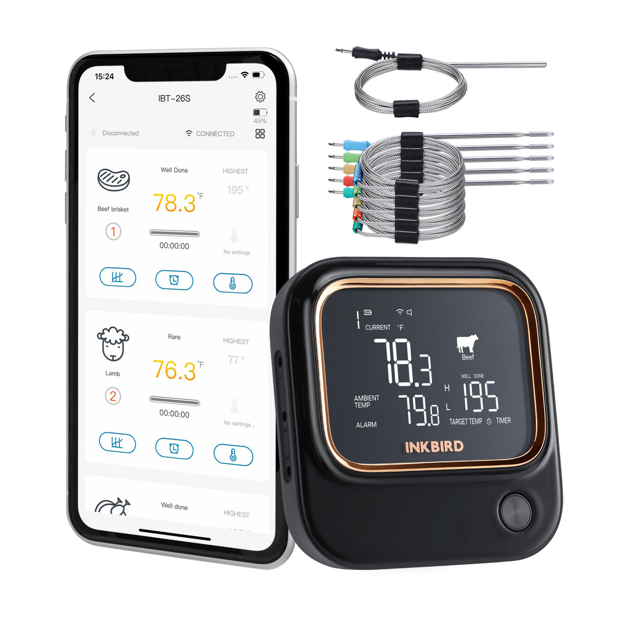Inkbird Wireless BBQ Thermometer w/ Meat & Oven Probe IBT-26S – INKBIRD