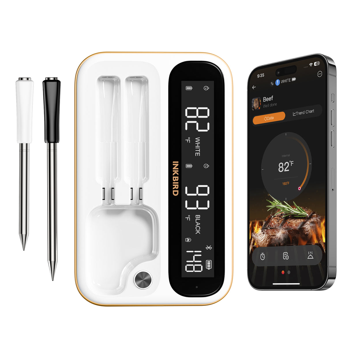 INKBIRD 2 Probes WiFi & Bluetooth Wireless Meat Thermometer INT-12-BW