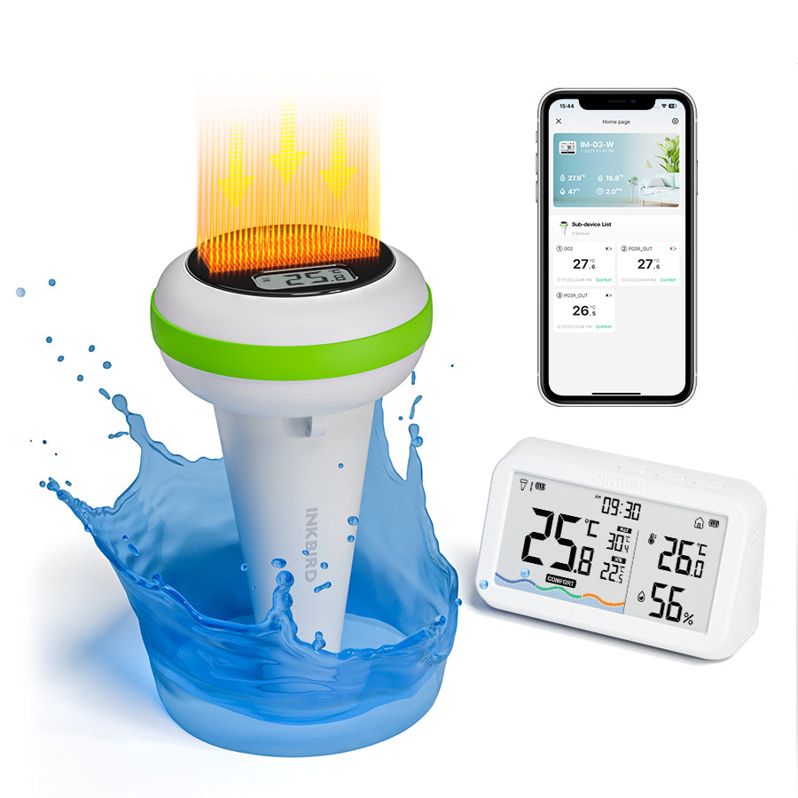 INKBIRD Wireless Pool Thermometer Set Solar-Powered & IP68 Waterproof
