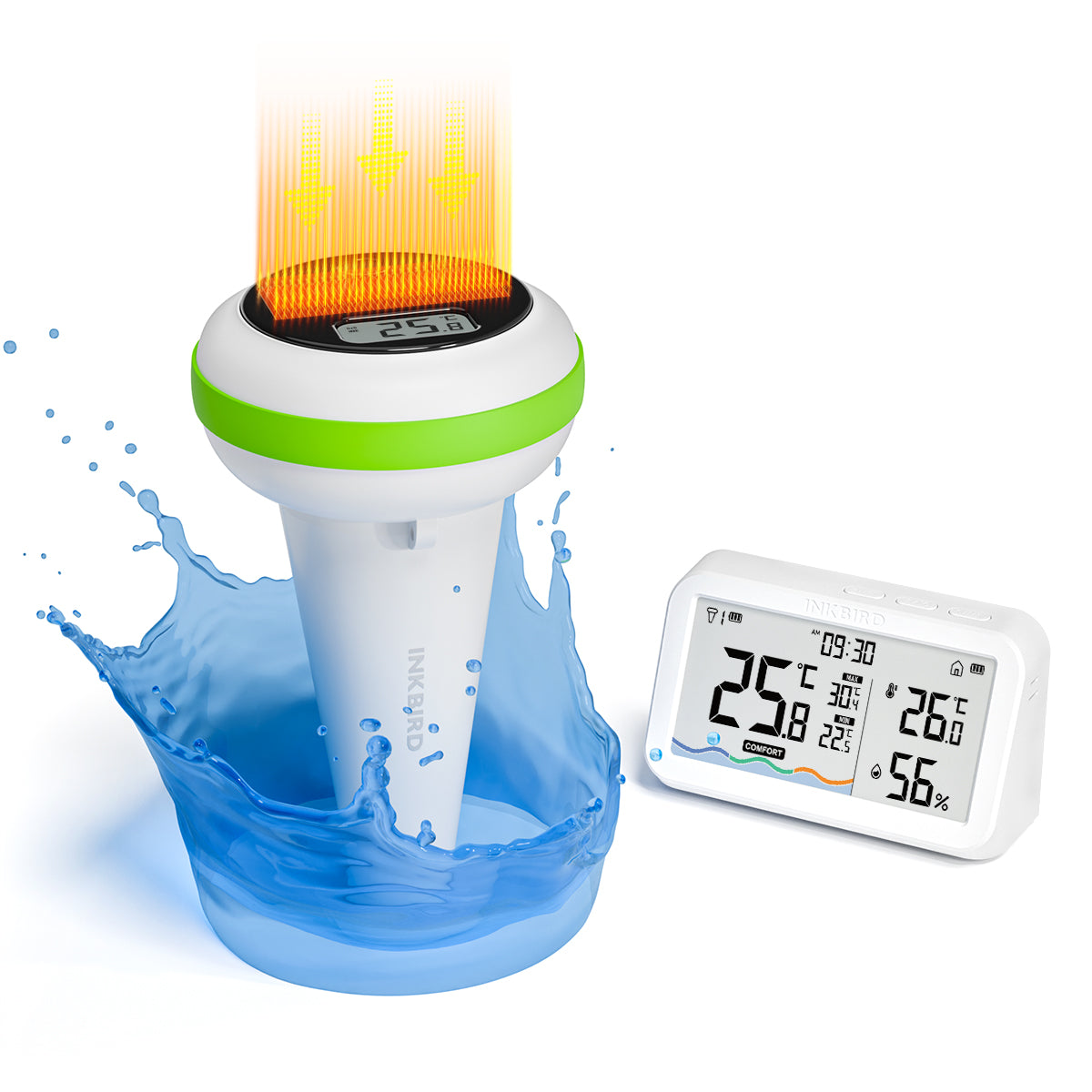 INKBIRD Wireless Pool Thermometer Set Solar-Powered & IP68 Waterproof