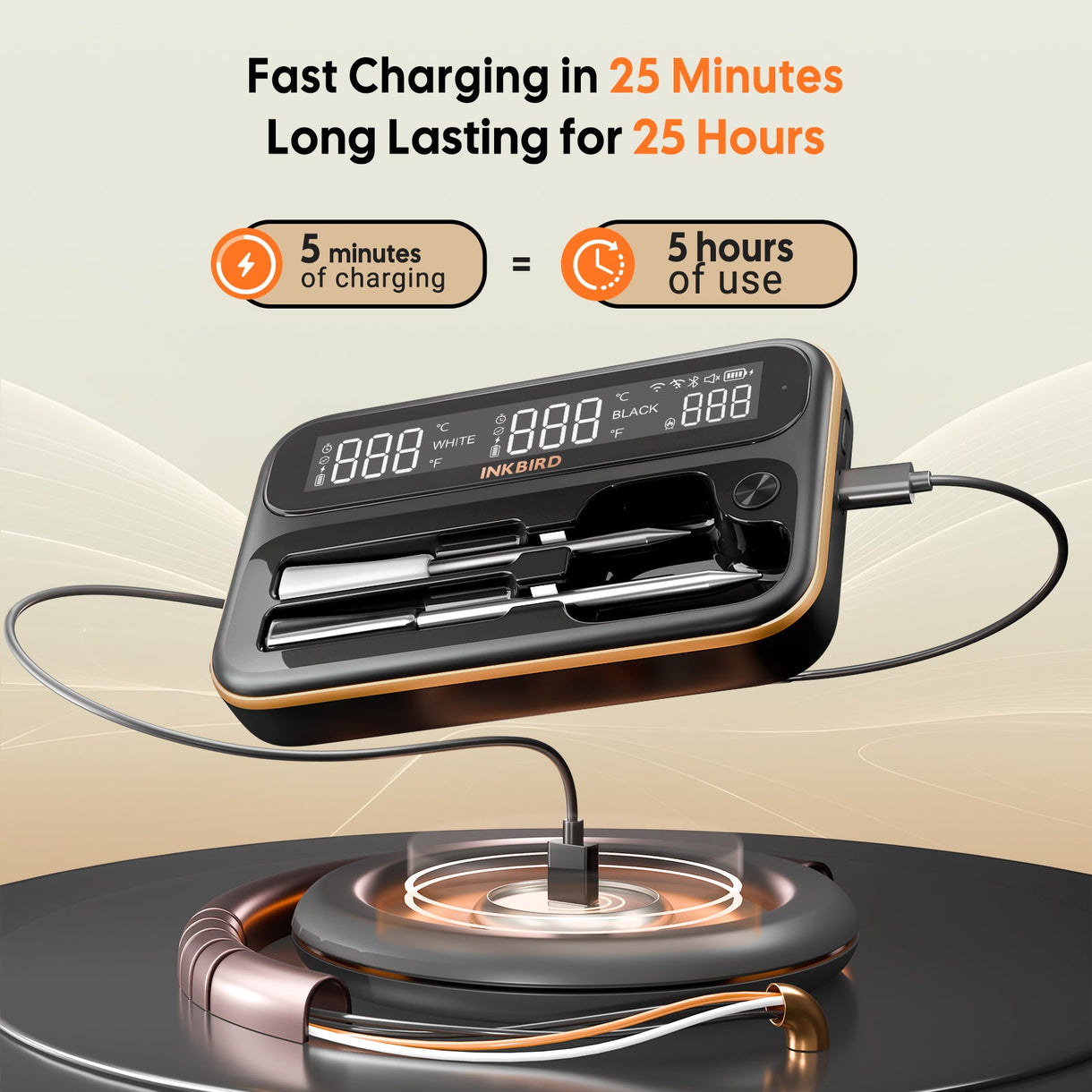 INKBIRD 2 Probes WiFi & Bluetooth Wireless Meat Thermometer INT-12-BW