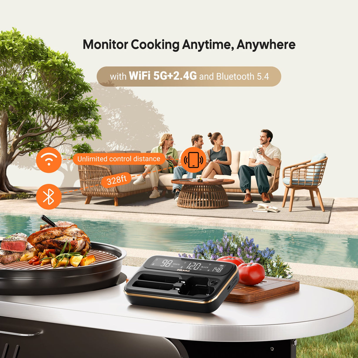 INKBIRD 2 Probes WiFi & Bluetooth Wireless Meat Thermometer INT-12-BW