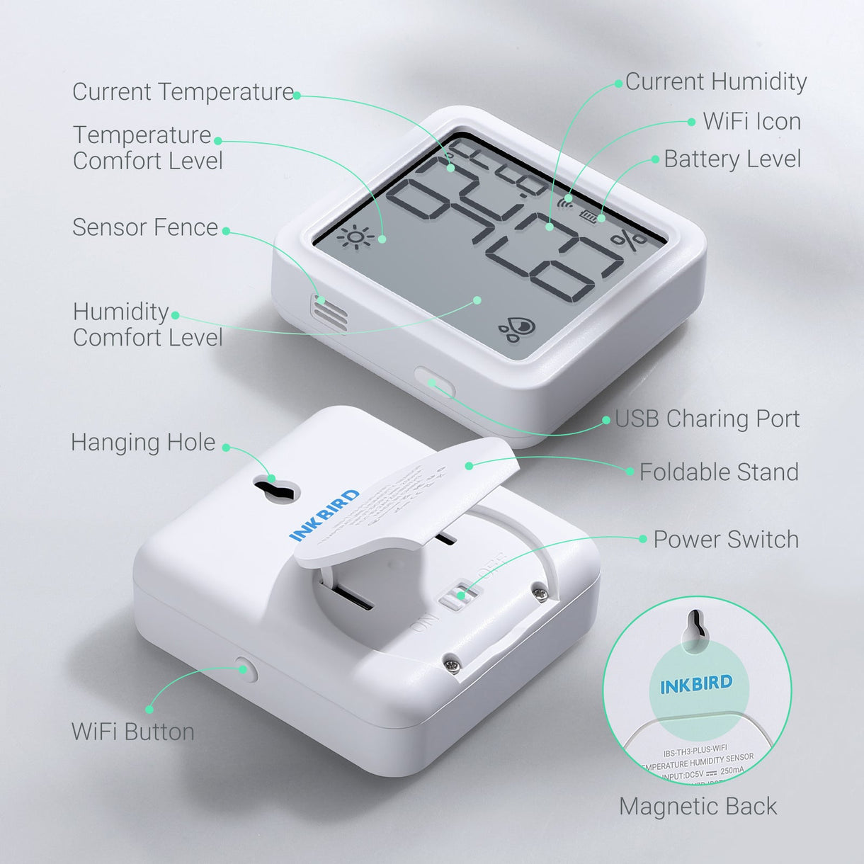 INKBIRD Wireless Thermo-Hygrometer Temp & RH Sensor IBS-TH3 Plus