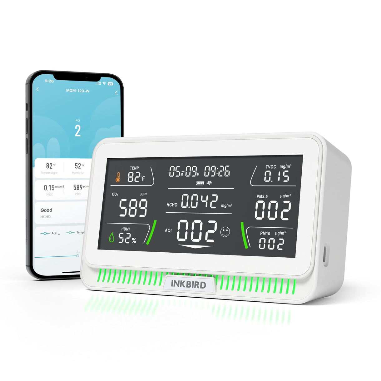 INKBIRD Wi-Fi 10-in-1 Air Quality Monitor IAQM-129-W