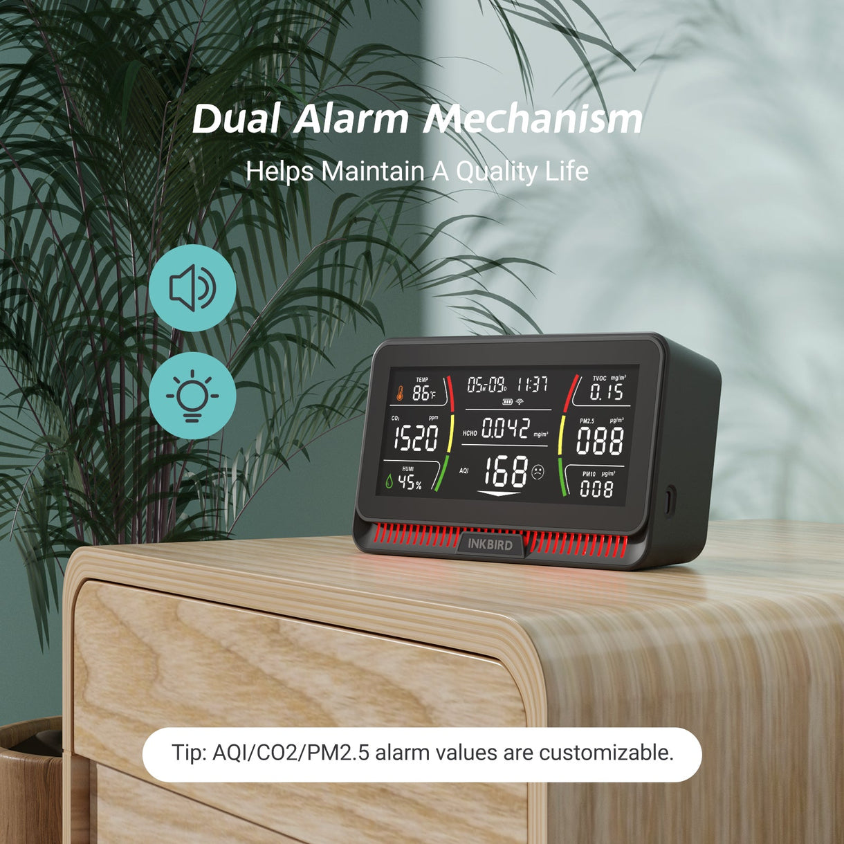 INKBIRD Wi-Fi 10-in-1 Air Quality Monitor IAQM-129-W