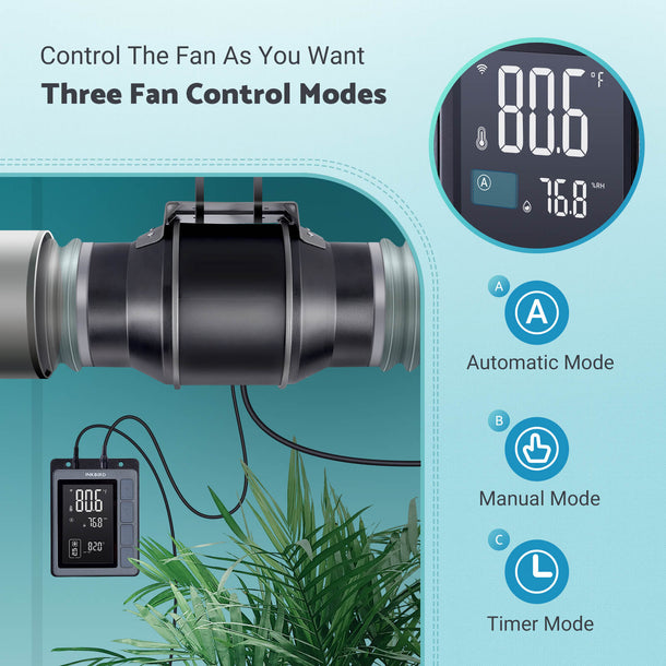 INKBIRD Smart 6" Inline Duct Fan with Temperature Humidity Controller