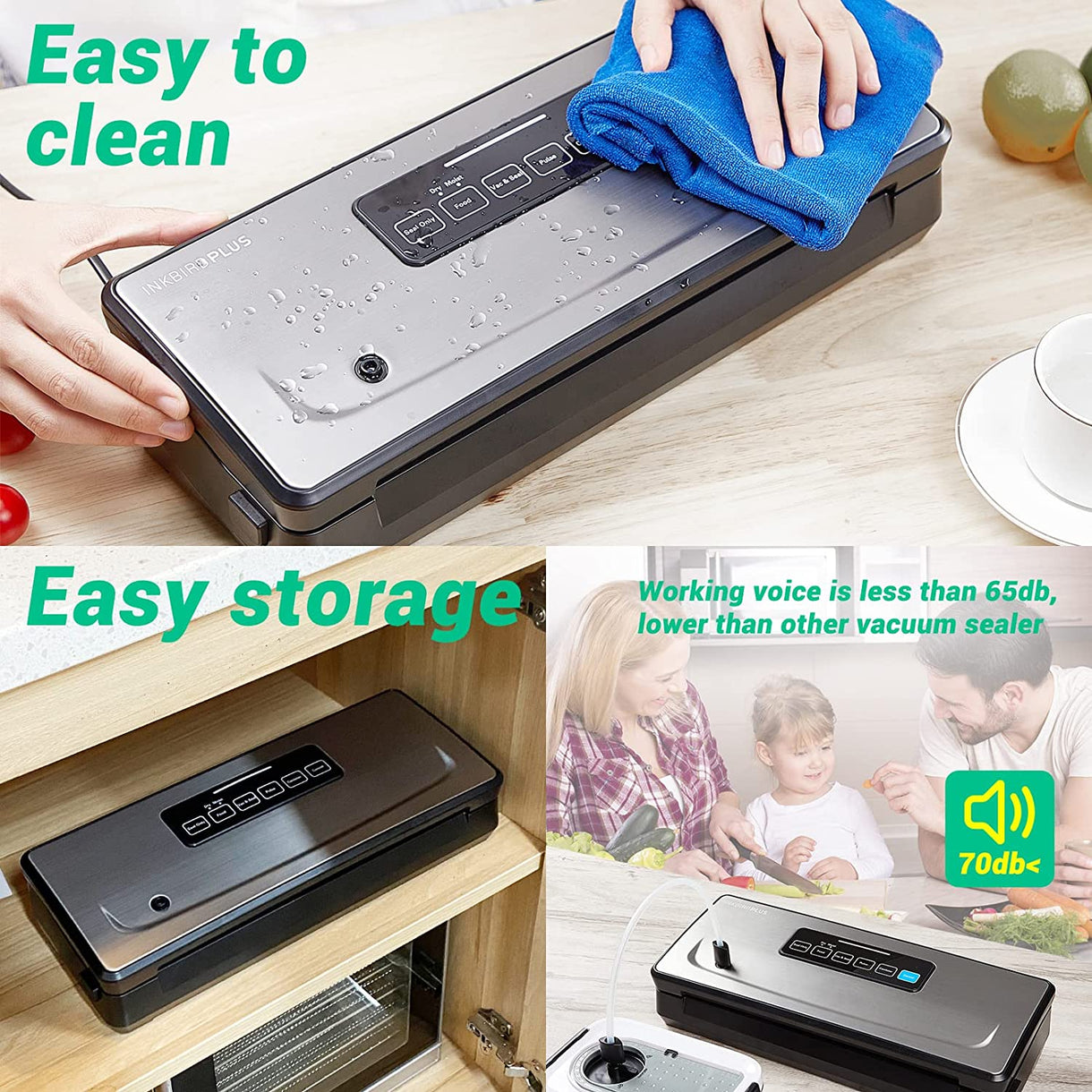 INKBIRD Vacuum Sealer 85Kpa, Built-in Cutter & Roll Sealing Machine